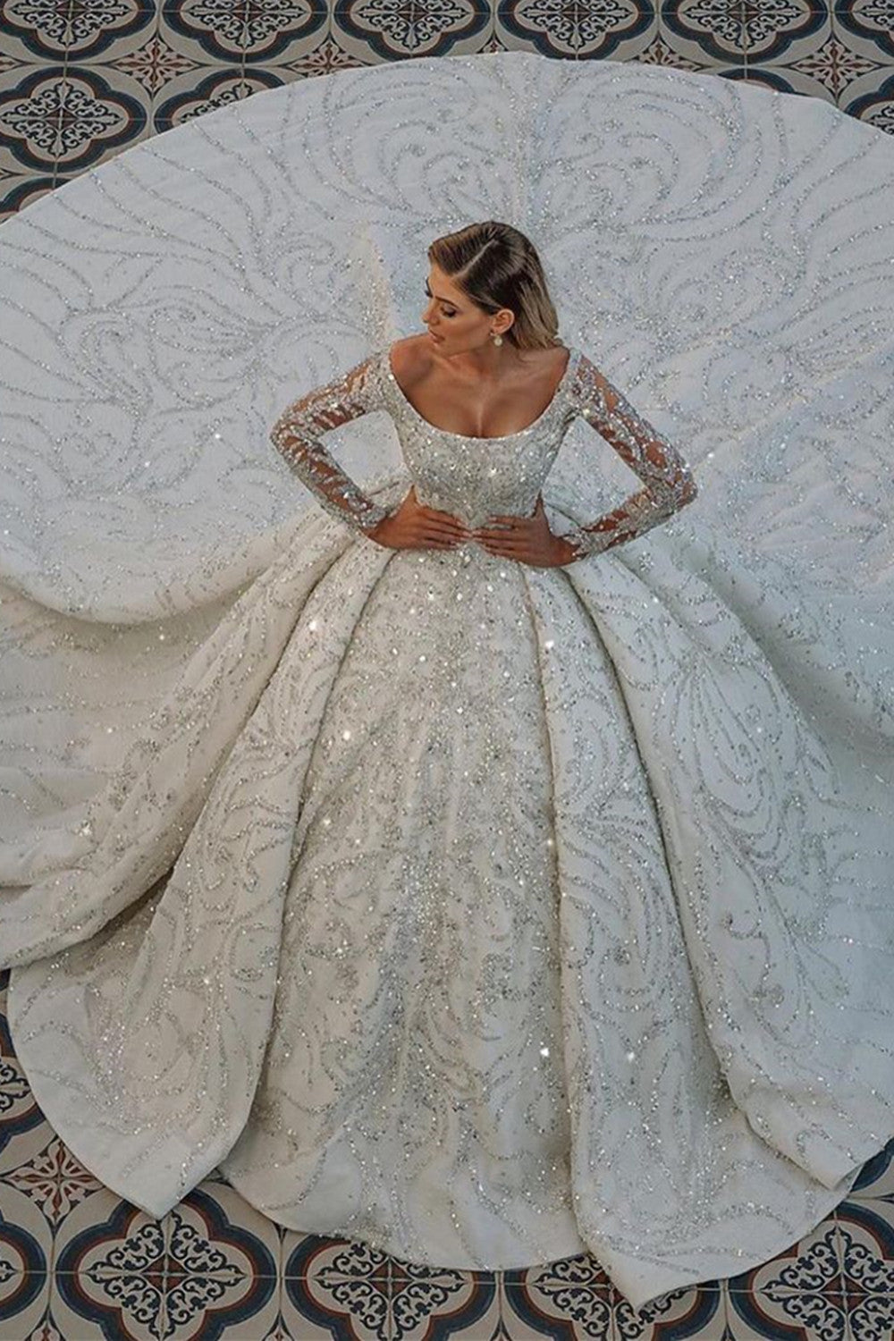 Long Sleeve Ball Gown Wedding Dress With Beads Newinlook long-sleeve-ball-gown-wedding-dress-with-beads-newinlook